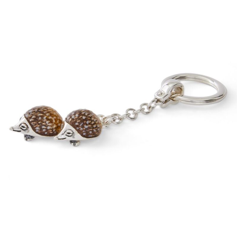 STERLING SILVER Hedgehogs Keyring | John Surtees | London Silver Vaults